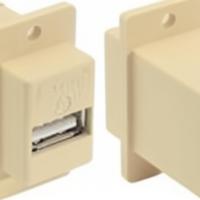 China Panel mount USB Type A to Type A coupler with brass shell and PBT plastic connector L-com ECF504-UAA for sale