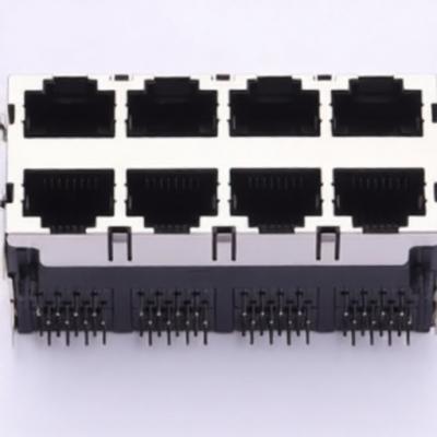China Right angle 8 port RJ45 connector plug shielded with 8 contacts Ckmtw R-RJ45R08P-B804 network connector for sale