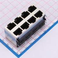 China High Durability FG RJ-059B-2X4-4 Network Socket with Tin Plated Brass Shield and Environmental Black Plastic Housing for sale