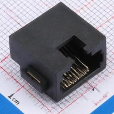 China Robust FG RJ-067-1 network socket with brass solder pins phosphor bronze signal pins and black LCP plastic seat for sale