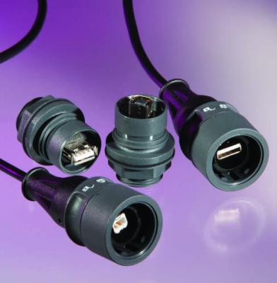 China Sealed USB connector Bulgin PXP6042/A Buccaneer series with thermo-plastic body and visual mating indication for sale