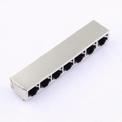 China CND-tek R1818ER59 RJ45 connector with PBT UL94V-0 black housing offering strong retention and RoHS compliant design for sale