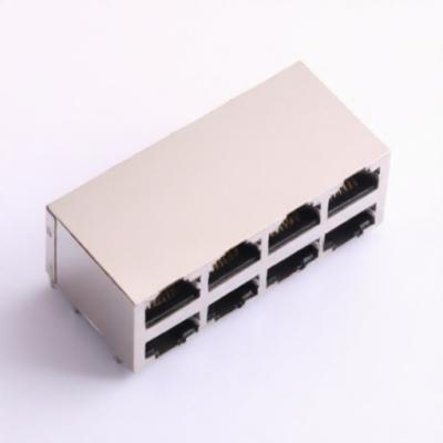 China RJ45 2 by 4 Connector with Gold Plated Contacts and Durable PBT Housing Featuring CND tek R2488ERP59 for sale