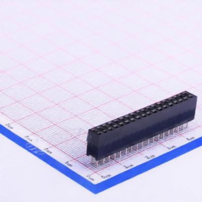 China 2.54mm Female Header Connector CONNFLY Elec DS1023-2*18SF11 Double Row Straight Type with Gold Plating for sale