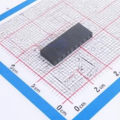 China PCB Connector 2.54mm Pitch Straight Mount CONNFLY Elec DS1023-1x10SF11 Female Header Black Insulator for sale
