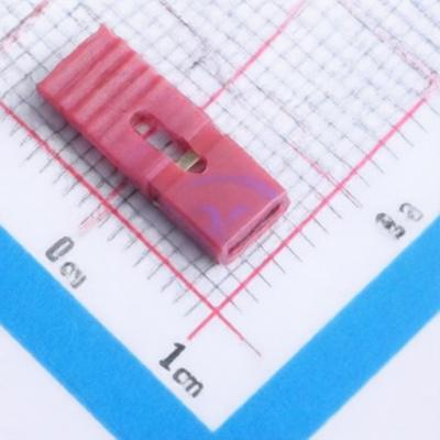 China Electronic jumper cap red 2.54mm pitch with extended handle and open tape HCTL HC-JP254-1-135-0P-R-G1 for sale