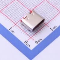 China PCB Mount Type C Connector Top Mount Single Row 16 Pin with Post Red Core HCTL HC-TYPE-C-16P-01A-R for sale