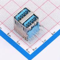 China HDGC USB HX 19DIP Dual Layer USB 3.0 Connector with Bent Pins and Rolled Edges in Blue PBT Material for sale