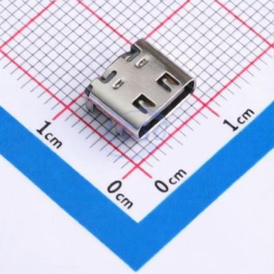China Black Type C Connector with Raised Boss and Spring Clip 16 Pins Horizontal Mount HDGC TYPE C-ZL-108PWB for sale