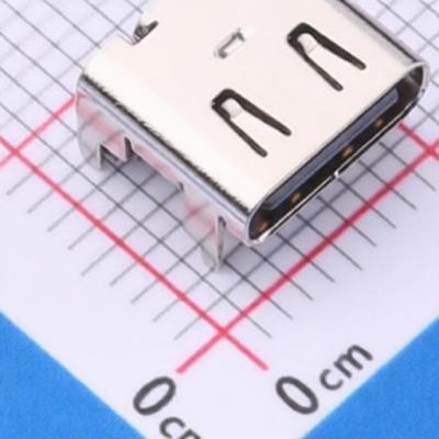 China Type C board mount connector with spring loaded 16 pins HDGC TYPE C-DB-117PWB 1.6mm height and 8mm length for sale