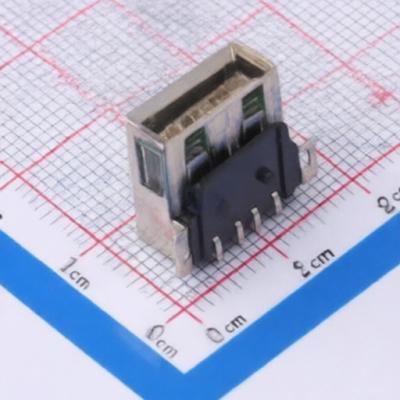 China surface mount USB connector HDGC USB-ZD-150SMT featuring black LCP housing and gold plated contacts for sale