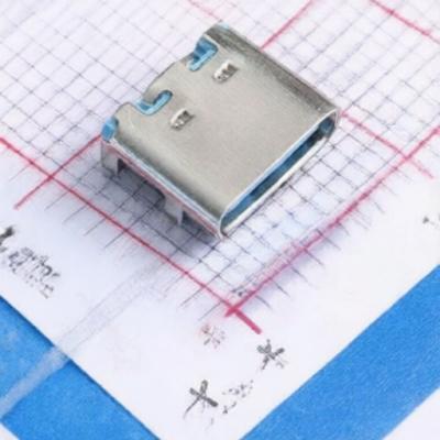 China Type C 16 Pin Horizontal Connector HDGC TYPE C-ZL-104PWB with Light Blue Steel Sheet Housing for sale