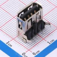China USB AF 90 Degree Right Angle Connector HDGC USB ZD 113DIP Black PBT Housing Gold Plated Contact Area for sale