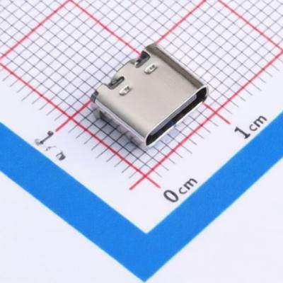 China Type C Connector With 16 Pins Horizontal Mounting HDGC TYPE C-ZL-101PWB Black Steel Sheet Material for sale