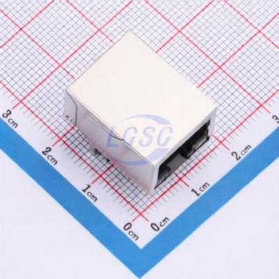 China 100BASE Compatible 90 DIP RJ45 Connector with Shielding and LEDs HOAUC HYCW43-RJ45-213B-911105A for sale