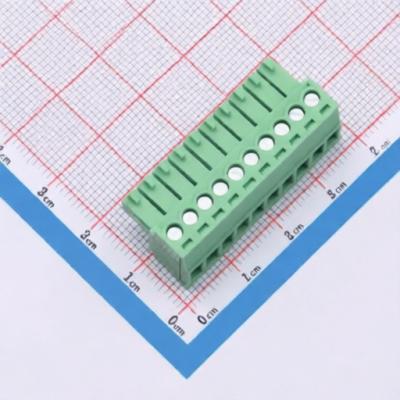 China Hong Cheng HC JXDZK 3.5 10P terminal block featuring nickel plated copper housing and green PA66 base for sale