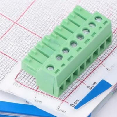 China Electrical connection terminal block Hong Cheng HC-JXDZK-3.81-8P with PA66 base brass housing rated 8A 300V for sale