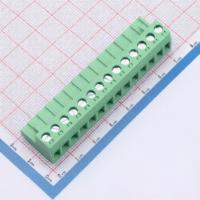 China Electrical terminal block Hong Cheng HC-JXDZK-5.08-14P with PA66 green base and nickel plated copper box for sale