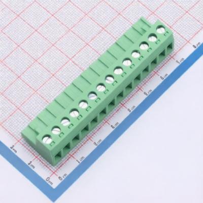 China Electrical terminal block Hong Cheng HC-JXDZK-5.08-14P with PA66 green base and nickel plated copper box for sale