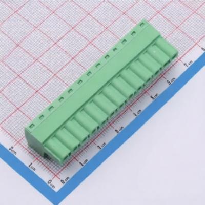 China Green PA66 Terminal Block with Nickel Plated Brass and Copper Pins Hong Cheng HC-JXDZK-5.08-13P Electrical Connector for sale