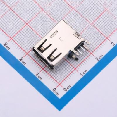 China Hong Cheng HC USB2 0 L195 02J USB Type A Socket with Copper Gold Plated Contacts and Black PBT Base for sale