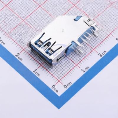 China Hong Cheng HC USB3 0 L257 01J USB Connector with Blue Base Copper Contacts and Stainless Steel Shell for sale