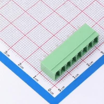 China Electrical Terminal Block Hong Cheng HC-JXDZVC-3.81-8P with Green PA66 Base and Nickel Plated Brass Pins for sale