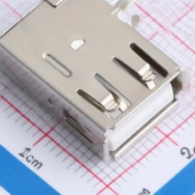 China USB Socket Hong Cheng HC-USB2.0-L195-J Model with Nickel Plated Iron Shell and Gold Plated Copper Contact for sale
