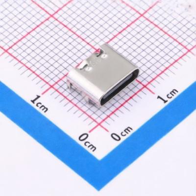 China TYPE-C Female Connector with Gold Contact Black Base and Nickel Housing Hong Cheng HC-TYPE-C-6P-010C for sale