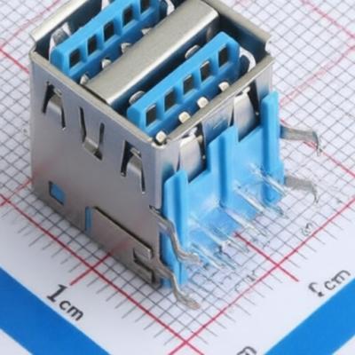 China USB Connector Hong Cheng HC-USB3.0-L175-2X1-J Featuring PBT Blue Housing and Gold Plated Copper Alloy Contacts for sale