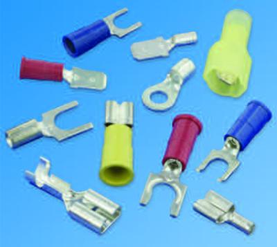 China Vinyl insulated Keystone 8275 terminals providing solderless connection options for diverse wire gauges for sale