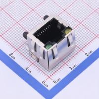 China RJ45 connector with LEDs and spring clip kinghelm KH-RJ45-56-8P8C-D-T PCB mount top view component side for sale