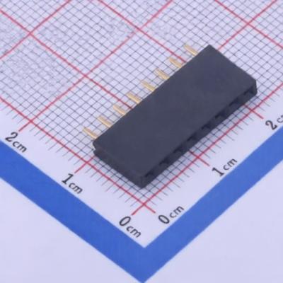 China 180 Degree Single Row Box Header Connector Kinghelm KH-A2541HWV-8P 3A Current 250V Voltage Black Color for sale