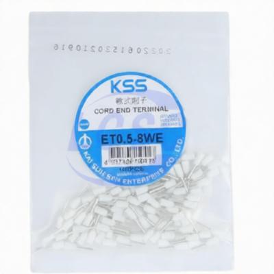 China Durable non insulated cord end terminal KSS ET0.5-8WE suitable for electrical wiring applications for sale