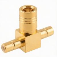China Gold finish L-com LCAD30016 RF coaxial adapter SMB jack to plug tee connector with max VSWR 2.1 to 1 for sale