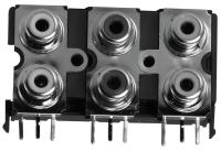 China Audio PCB Mounting Stacked RCA Phono Jack Kycon KLP42X-62-BYRYWY Triple Column Double Row Connector for sale