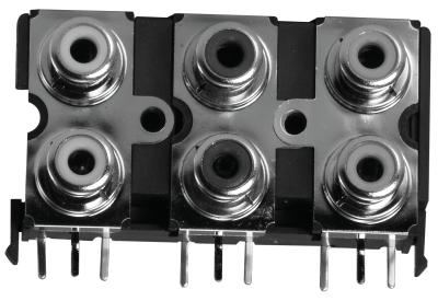 China Audio PCB Mounting Stacked RCA Phono Jack Kycon KLP42X-62-BYRYWY Triple Column Double Row Connector for sale