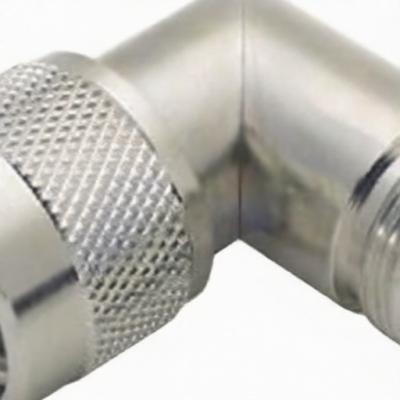 China Right Angle N Female to N Male Coaxial Adapter L-com BN121 with Nickel Plated Brass Body and Gold Plated Contacts for sale