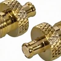 China Low Loss Coaxial Adapter MCX Plug to SMA Jack L-com AXA-MPSF with Phosphor Bronze Pin and Gold Finish for sale