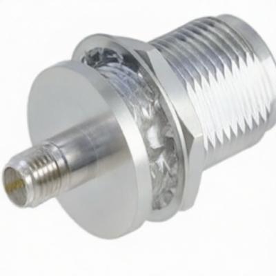 China L com AXA RSJNFB RP SMA Jack to N Female Bulkhead Connector with Brass Nickel and Teflon Dielectric for sale
