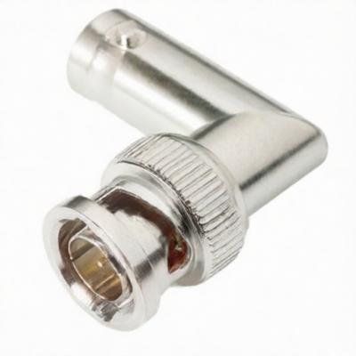 China 90 Degree BNC Plug to BNC Jack Coaxial Adapter 75 Ohm Impedance L-com BA038 Nickel Plated Brass for sale