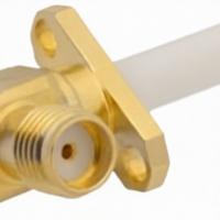 China SMA Female Right Angle Connector Solder Attachment 2 Hole Flange Mount L-com LCCN3163 for Panel Mounting for sale