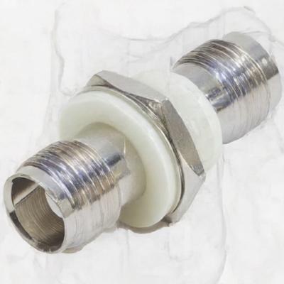 China TNC Female to Female Bulkhead Adapter with Gold Plated Contact Pin L-com BA1090 Brass Nickel Plated for sale