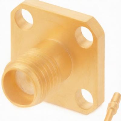 China SMA female connector L-com LCCN3210 featuring 4 hole flange mount and stainless steel body for durability for sale