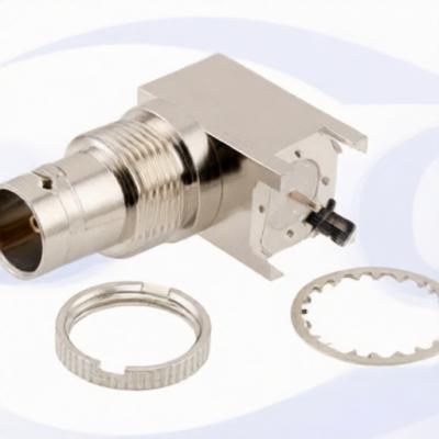 China High Speed 12Gbps 75 Ohm Right Angle BNC Female Connector L com LCCN3105 for 4K UHD Video Applications for sale