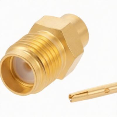 China 50 Ohm impedance SMA female connector L-com LCCN3178 18 GHz brass body gold plated beryllium copper contacts for sale