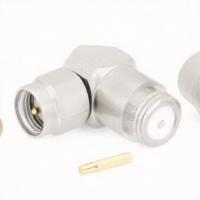 China SMA Male Right Angle Connector Clamp Solder Attachment L-com LCCN3181 Compatible with 142 Low Loss Coax for sale