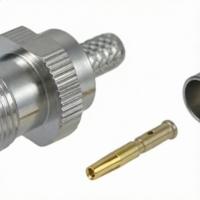 China TNC Straight Female Crimp Connector L-com ATF-1700 with Brass Gold Center Contact and Nickel Finish for sale