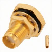 China 18 GHz SMA female bulkhead mount connector L-com LCCN3180 with straight body geometry and gold plating for sale