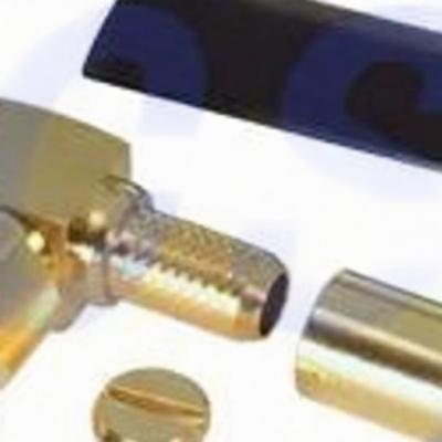 China Durable SMA Right Angle Crimp Plug RG58 Cable Connector L-com BAC02-G Gold Plated Brass Construction for sale